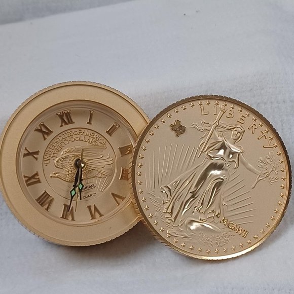 Bulova Quartz | Other | Vintage Bulova Lady Liberty Coin Clock For Desk ...